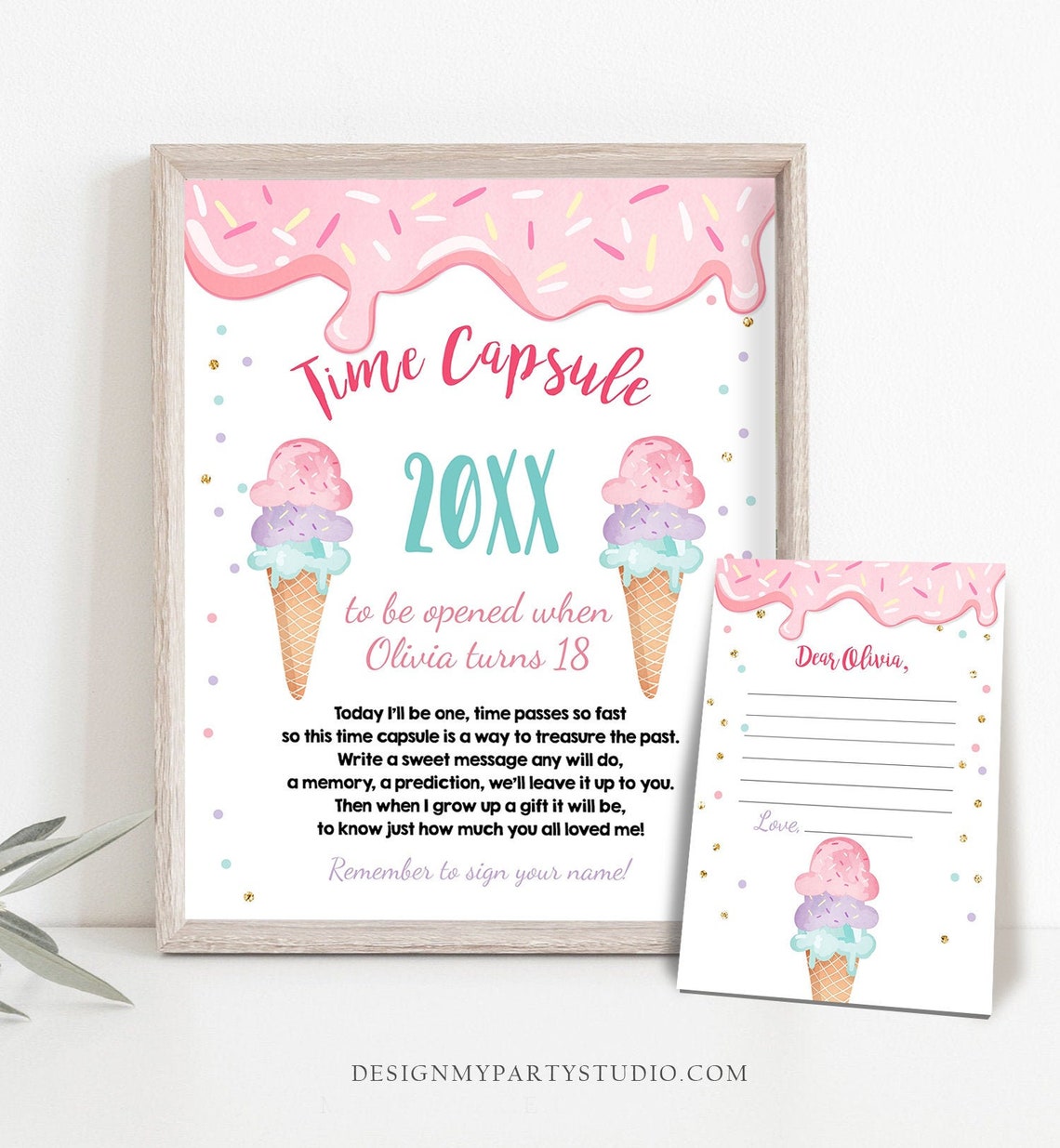 Editable Ice Cream Time Capsule First Birthday Party Ice Cream - Etsy