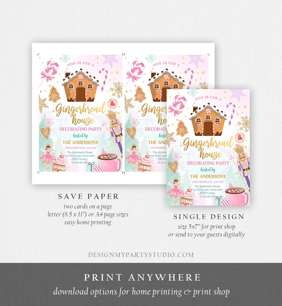 Editable Gingerbread House Decorating Party Invitation Land of - Etsy