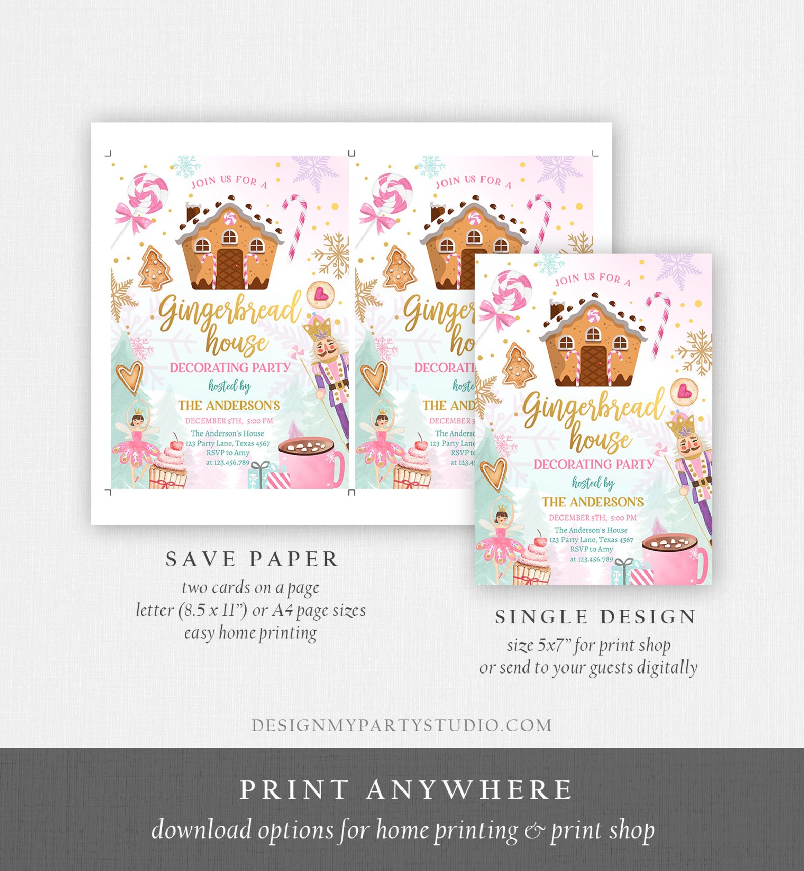 Editable Gingerbread House Decorating Party Invitation Land of - Etsy