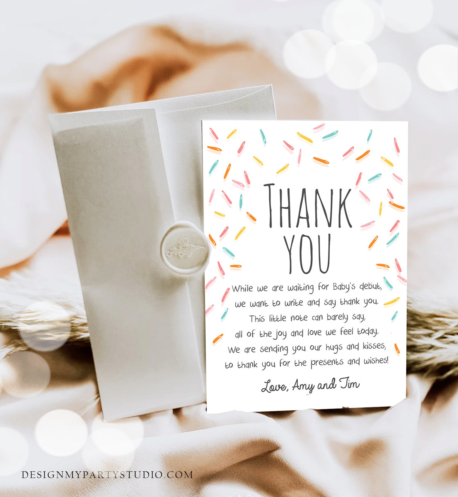Editable Baby Sprinkle Thank You Card Rainbow Sprinkle Baby - Etsy
