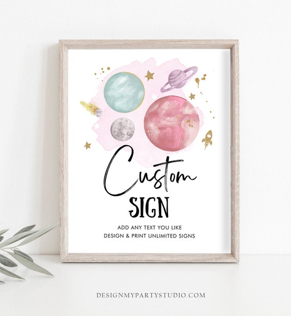 Editable Custom Sign Space Birthday Galaxy Baby Shower Outer Space ...