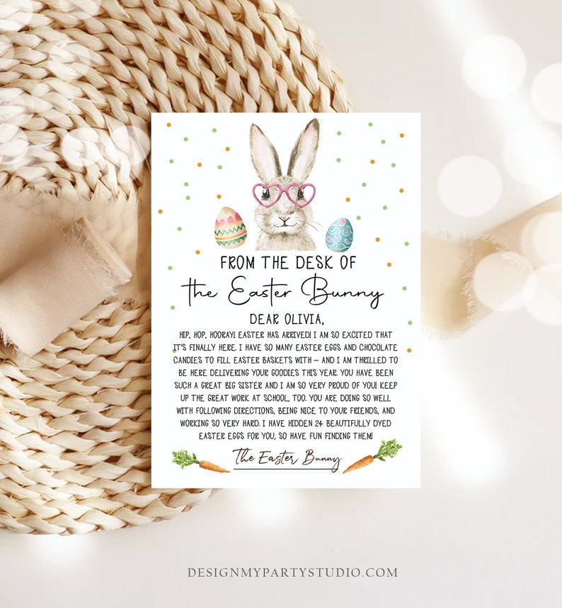 Editable Easter Bunny Letter Return Letter From the Desk of Easter ...