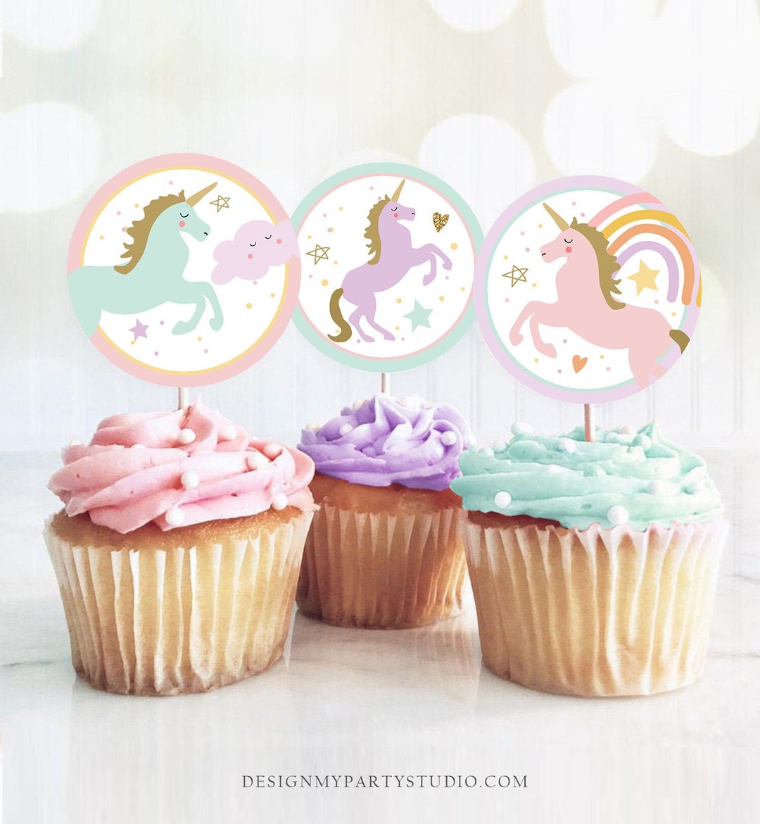 Unicorn Cupcake Toppers Unicorn Birthday Party Decoration Magical ...