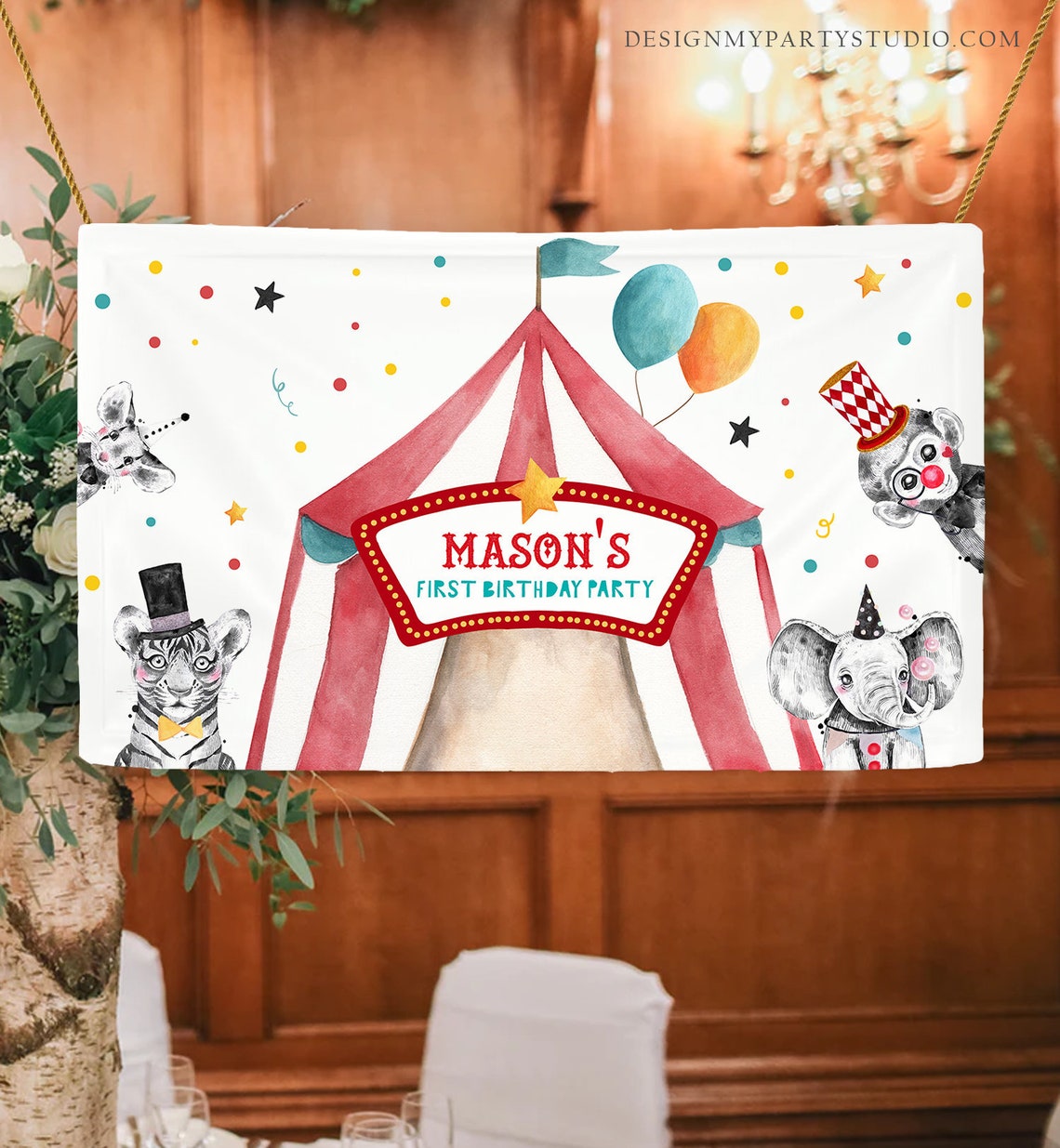 Editable Carnival Backdrop Banner Circus Birthday Boy Circus | Etsy