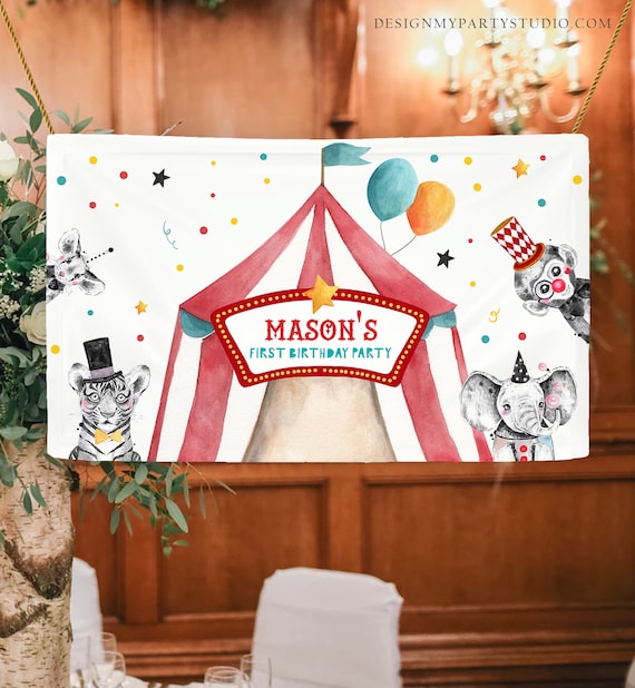 Editable Carnival Backdrop Banner Circus Birthday Boy Circus Welcome ...