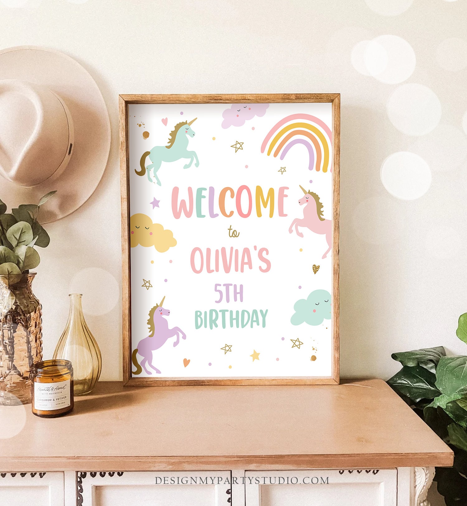 Editable Unicorn Welcome Sign Pastel Unicorn Birthday Door - Etsy