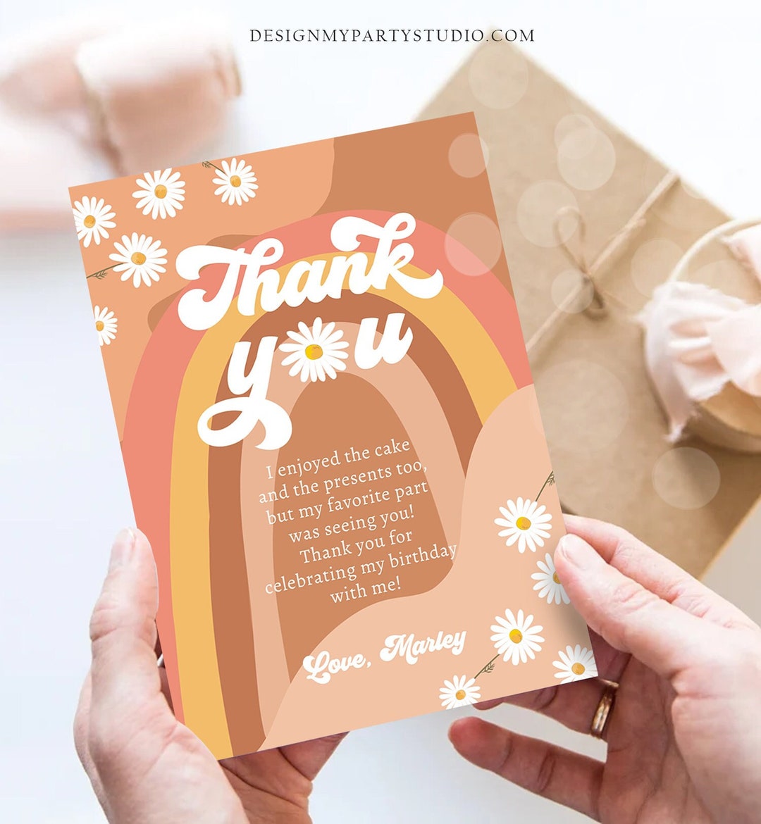 Editable Groovy Birthday Thank You Card Groovy Baby Showertwo Groovy ...