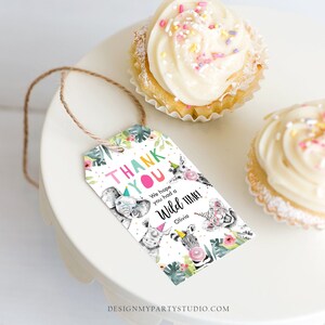 Editable Party Animals Favor Tags Wild One Animals Thank You Tags ...