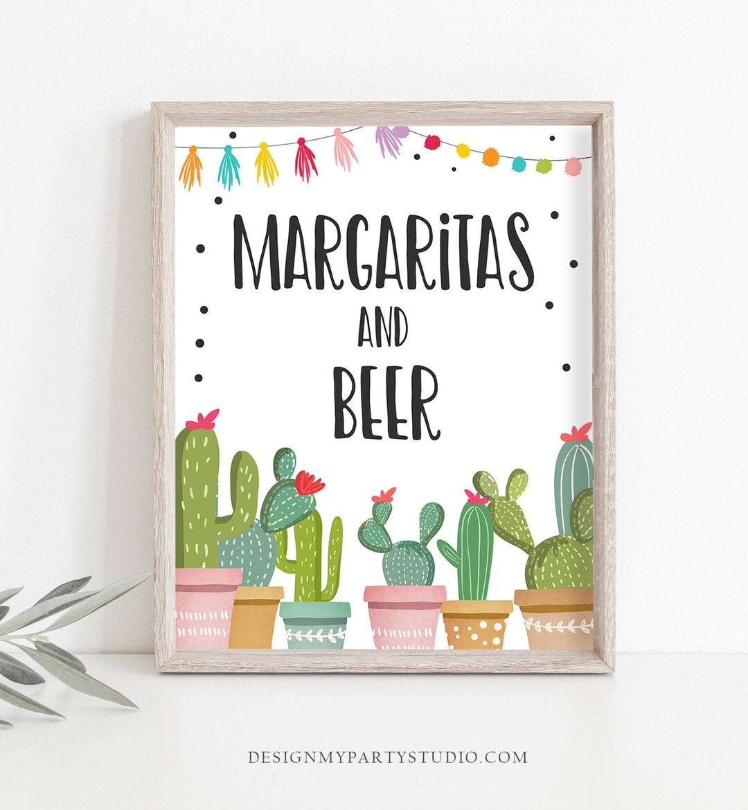Fiesta Bar Sign Margaritas and Beer Fiesta Bridal Shower Baby Shower ...