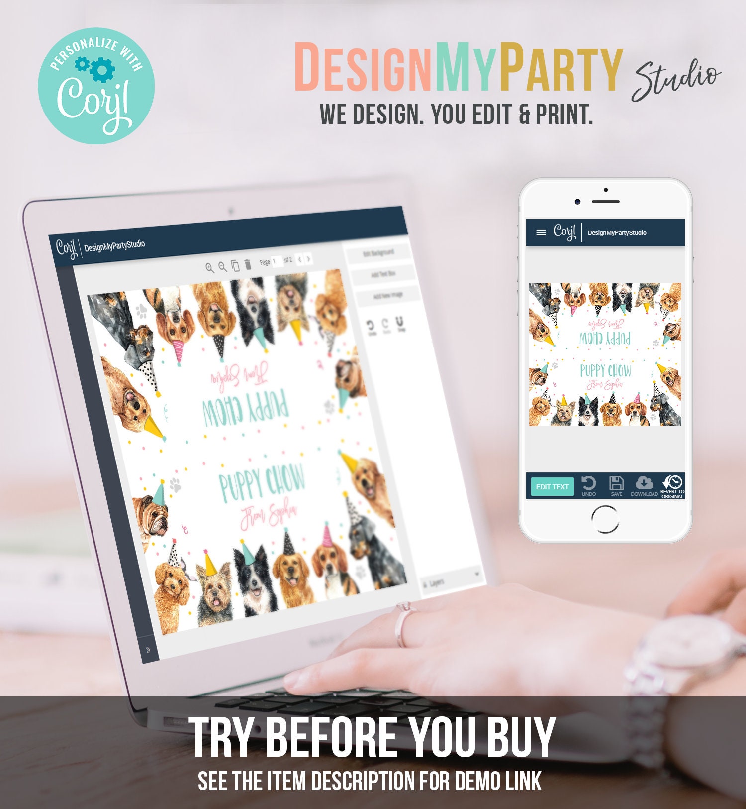 Editable Puppy Chow Bag Toppers Dog Puppy Birthday Treat Bag - Etsy