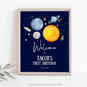 Editable Outer Space Birthday Welcome Sign 1st Birthday Boy Galaxy ...