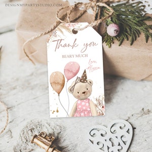 Editable Boho Teddy Bear Favor Tags Thank You Beary Much Tag Teddy Bear ...
