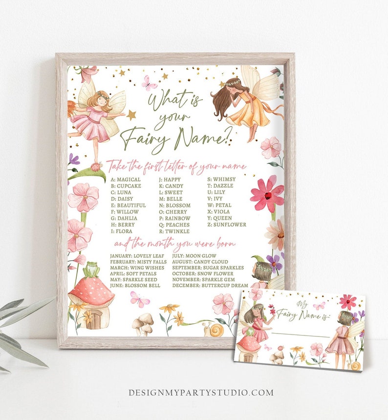 What is Your Fairy Name Fairy Birthday Game Fairy Forest Party Activity ...