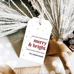 Editable Holiday Gift Tags Christmas Gift Tags Merry & Bright ...