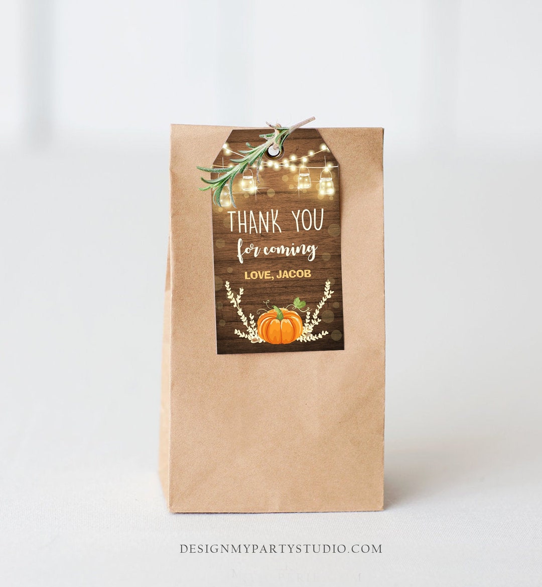 Editable Little Pumpkin Favor Tag Thank You Gift Birthday Baby Shower ...