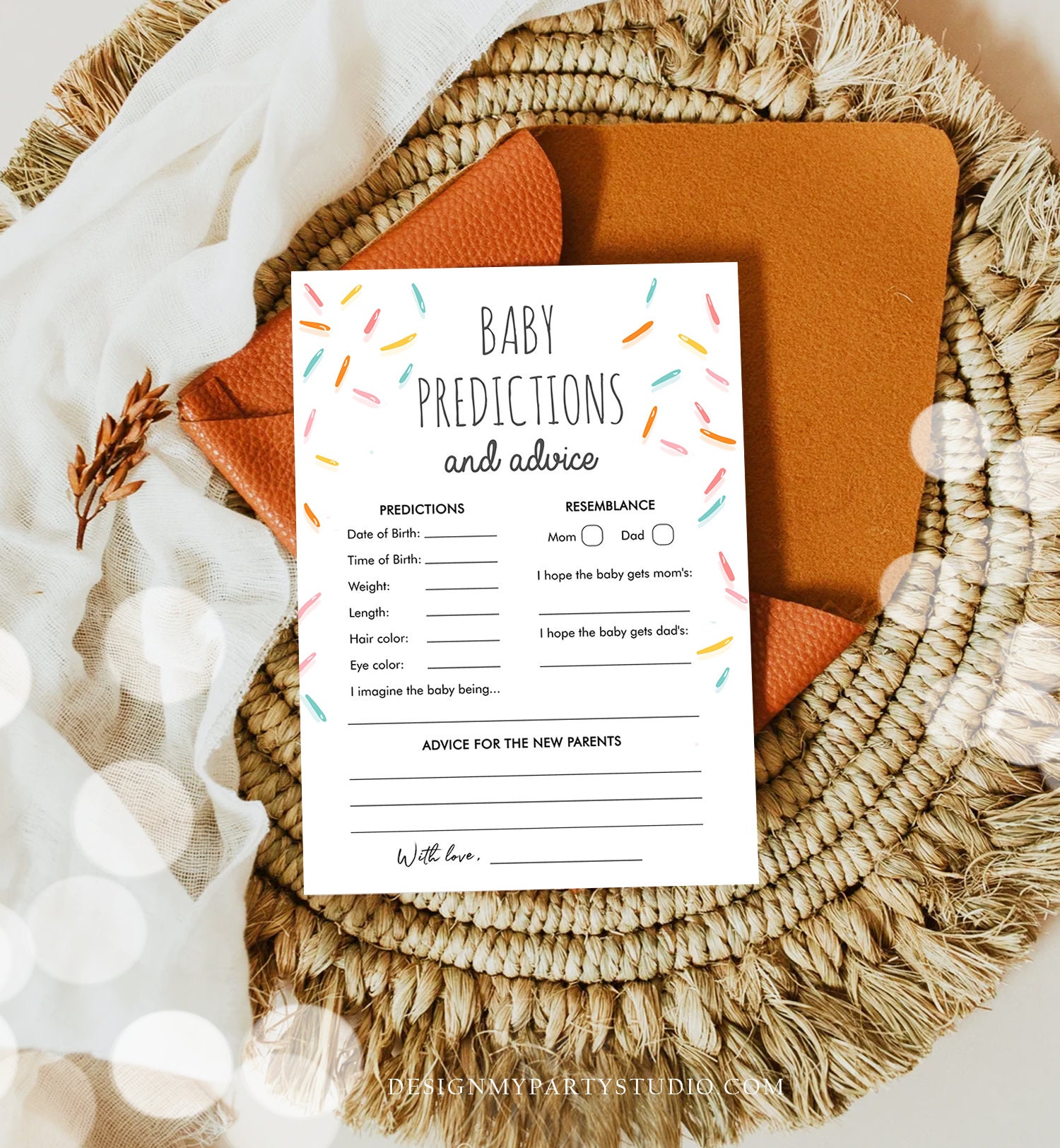 Editable Baby Predictions and Advice for Parents Sprinkle Game - Etsy