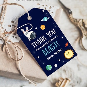 Editable Space Astronaut Favor Tags Space Birthday Thank You Tags Label ...