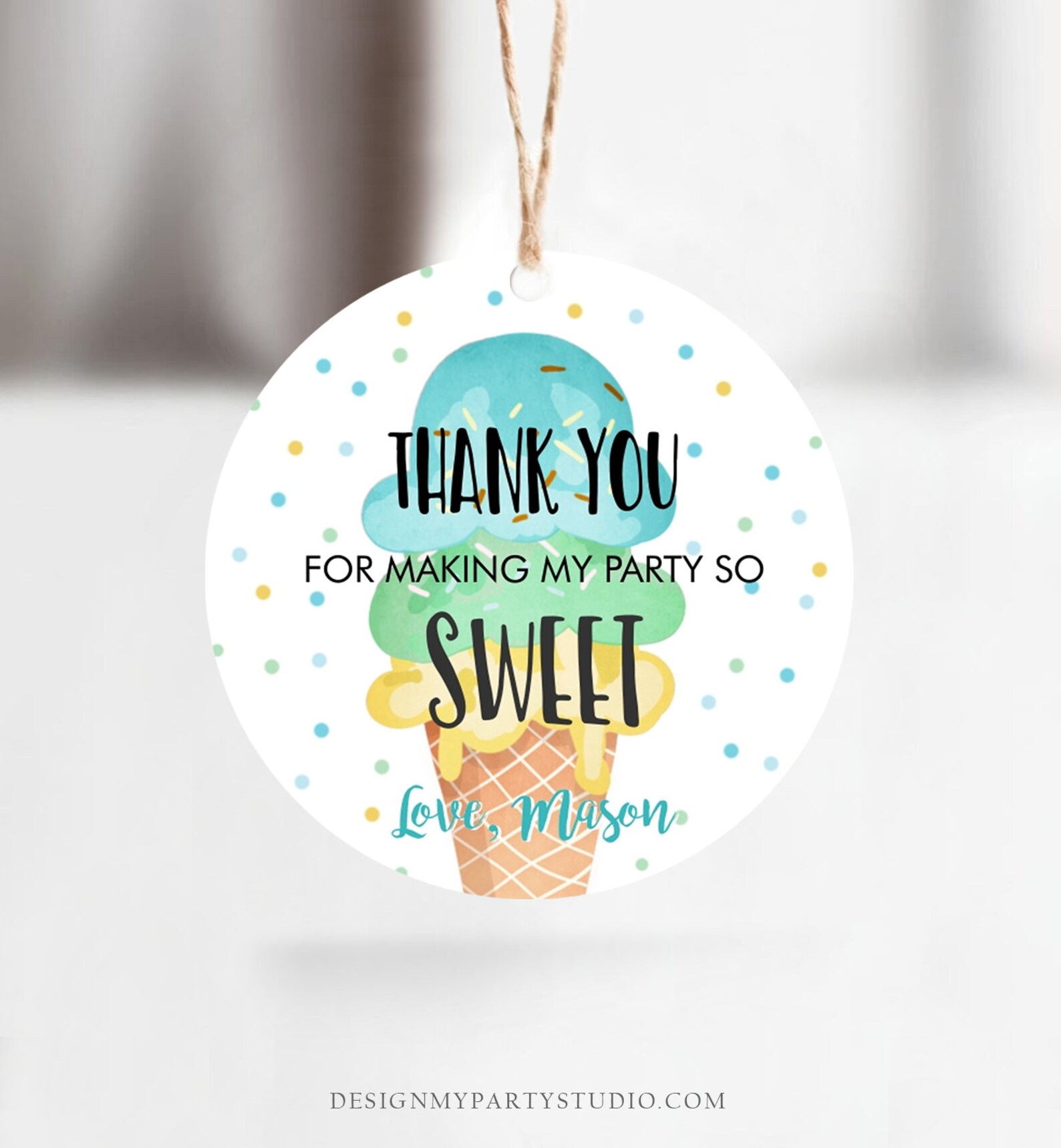Editable Ice Cream Thank You Tags Round Ice Cream Stickers Ice - Etsy