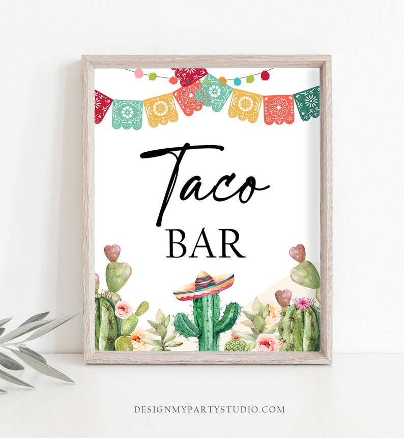 Fiesta Taco Bar Sign Fiesta Theme Bridal Shower Baby Shower - Etsy