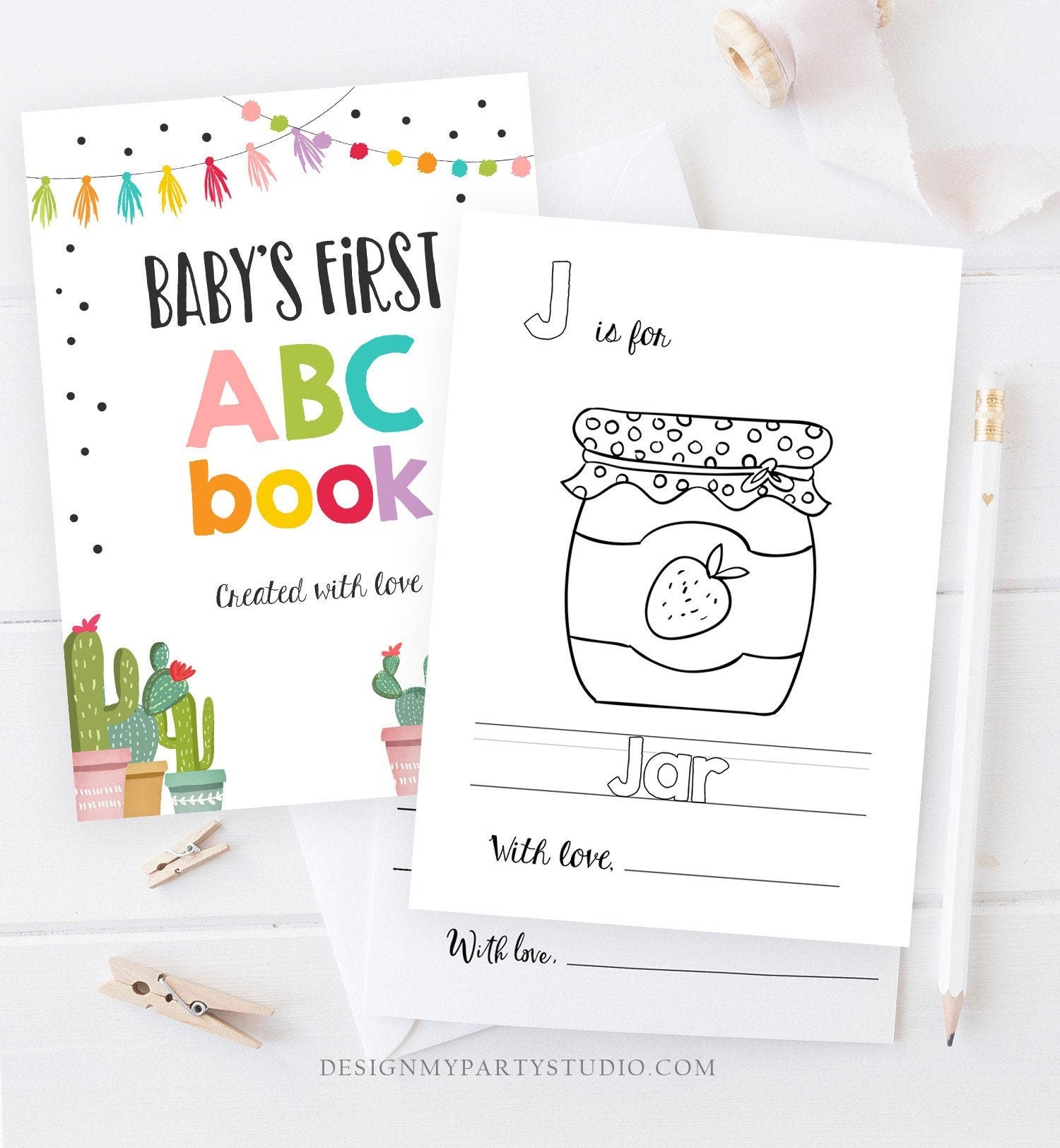 ABC Coloring Book Baby Shower Game Activity Baby Book Coloring Pages ...