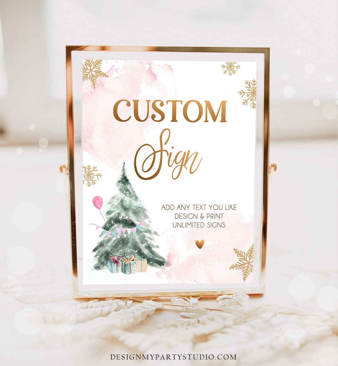 Editable Custom Sign Winter Tree Birthday Winter Onederland Decor 1st ...