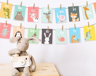 Animal Alphabet Card Set Alphabet Flash Cards Abc Nursery Wall Cards ...