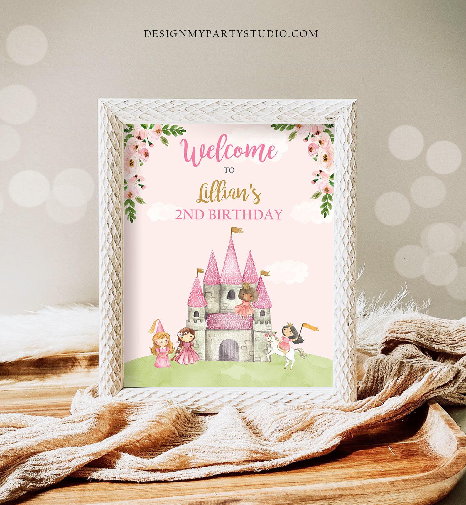 Editable Princess Birthday Welcome Sign Girl Princess Welcome | Etsy