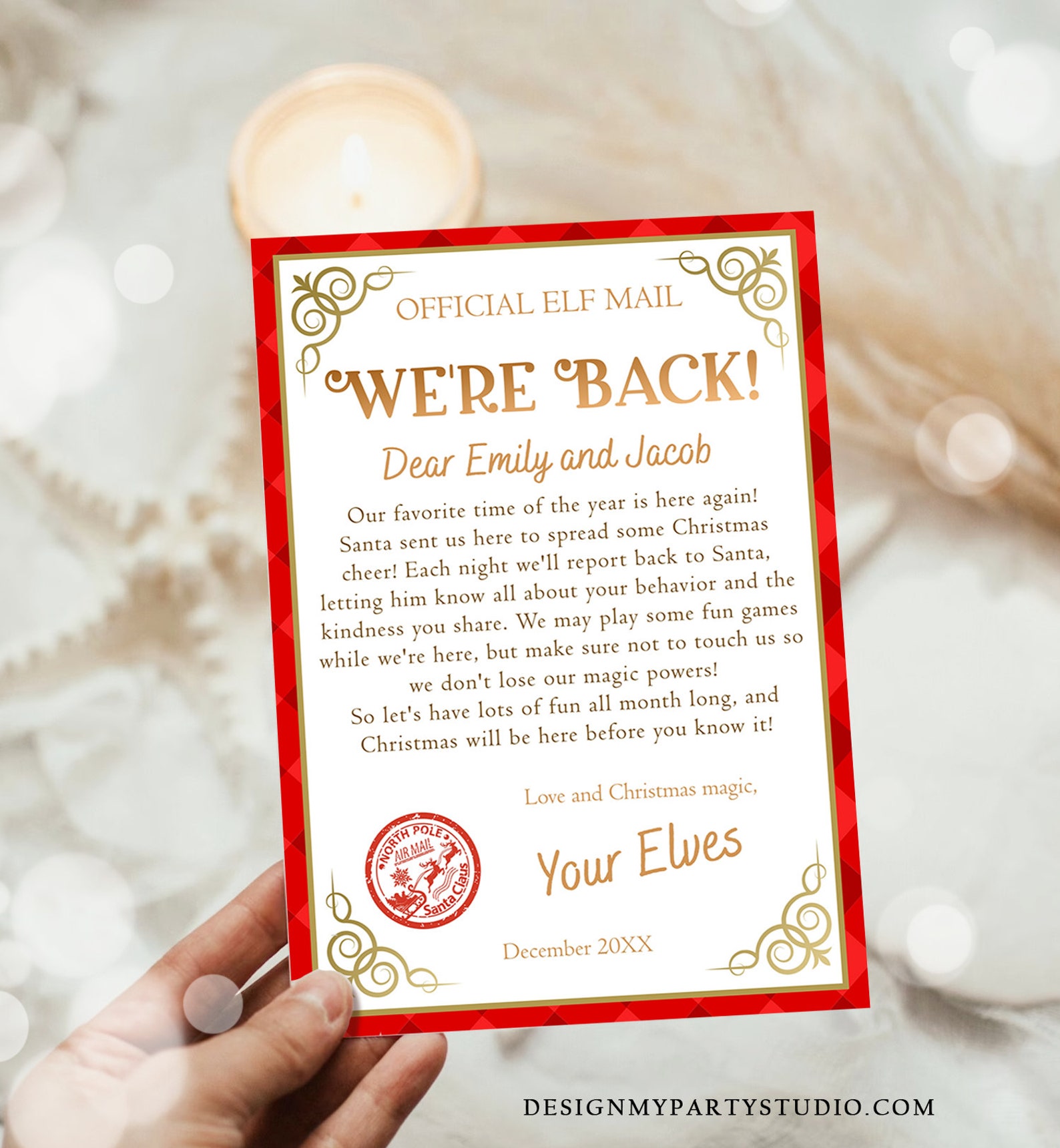 Editable Elf Arrival Letter Return Letter Christmas Elf We're Back Elf ...