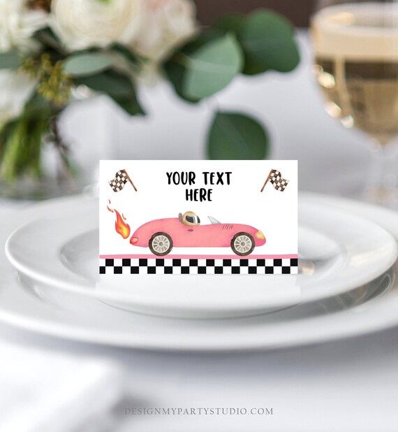 Editable Food Labels Pink Race Car Girl Birthday Racing Food Labels ...