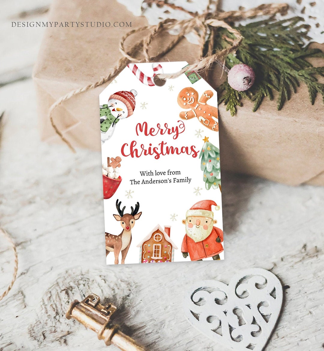 Editable Christmas Favor Tags Holiday Gift Tags Merry Christmas Party ...
