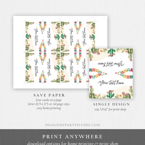 Editable Fiesta Cactus Food Labels Fiesta Party Place Card Tent Card ...