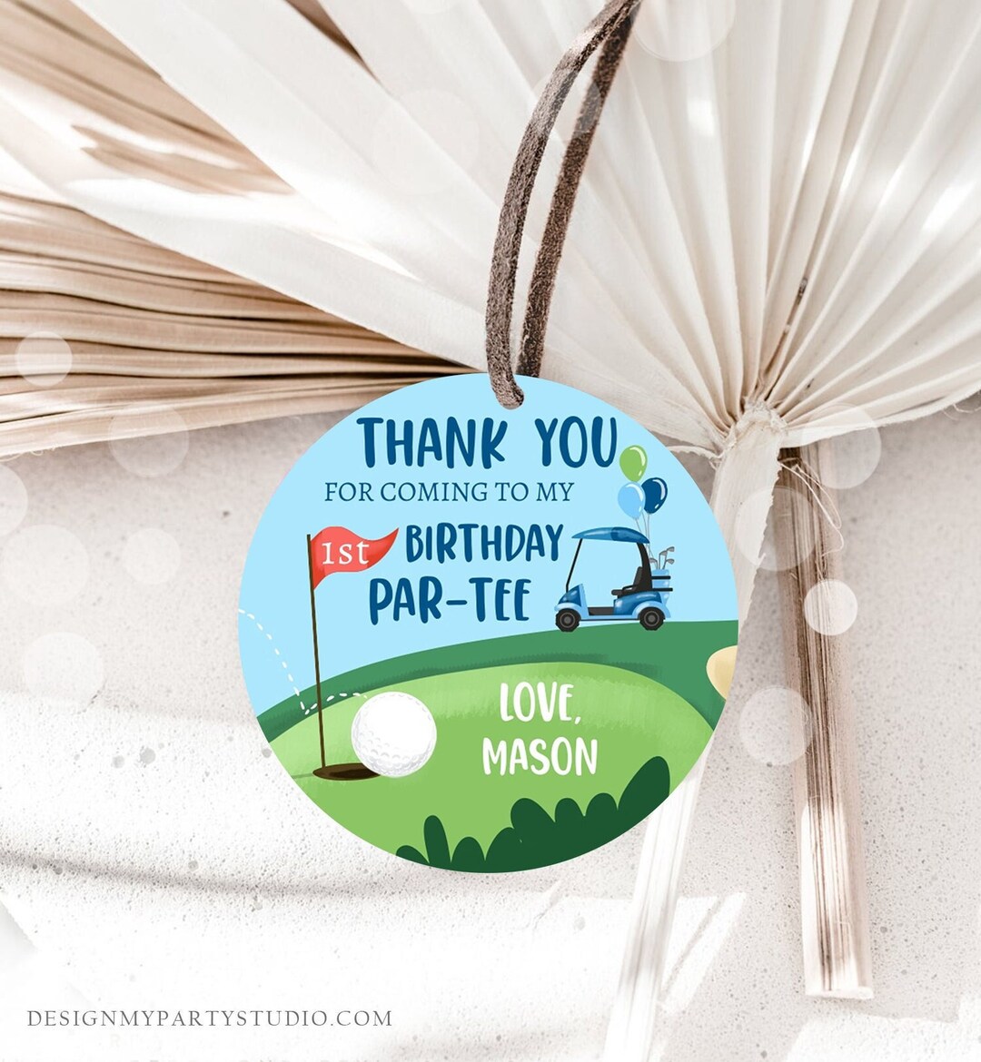 Editable Golf Favor Tag Birthday Thank You Par-tee Stickers Golfing ...