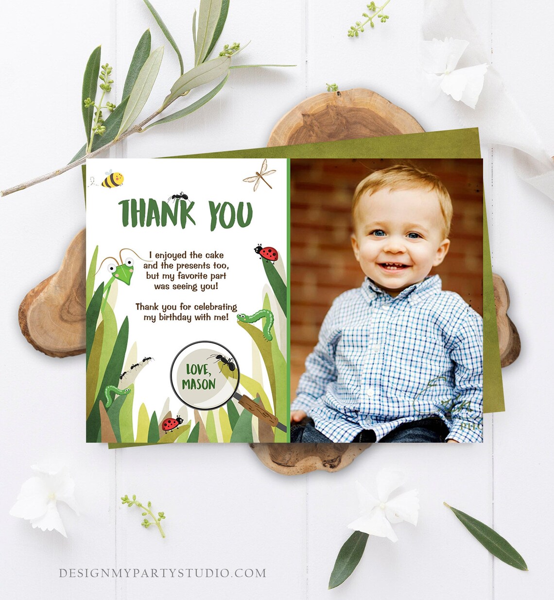 Editable Thank You Card Bug Thank You Note Bug Birthday Insect - Etsy