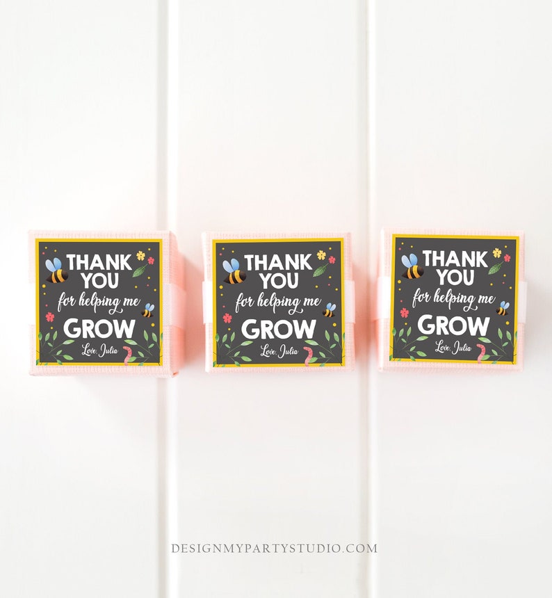 Editable Teacher Appreciation Tags Thank You for Helping Me Grow ...