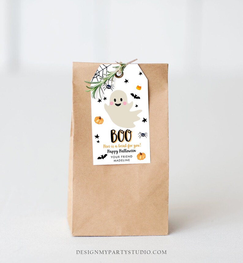 Editable Halloween Favor Tags Boo Gift Tag Costume Party Trick or Treat ...