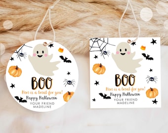 Editable Halloween Favor Tags Boo Gift Tag Costume Party Trick or Treat ...