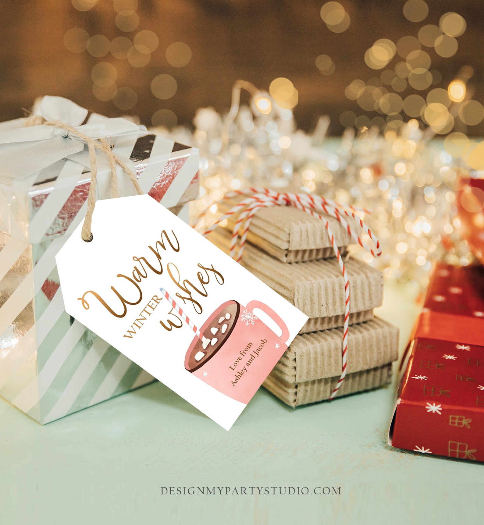 Editable Warm Wishes Tag Personalized Christmas Tag Hot Cocoa | Etsy