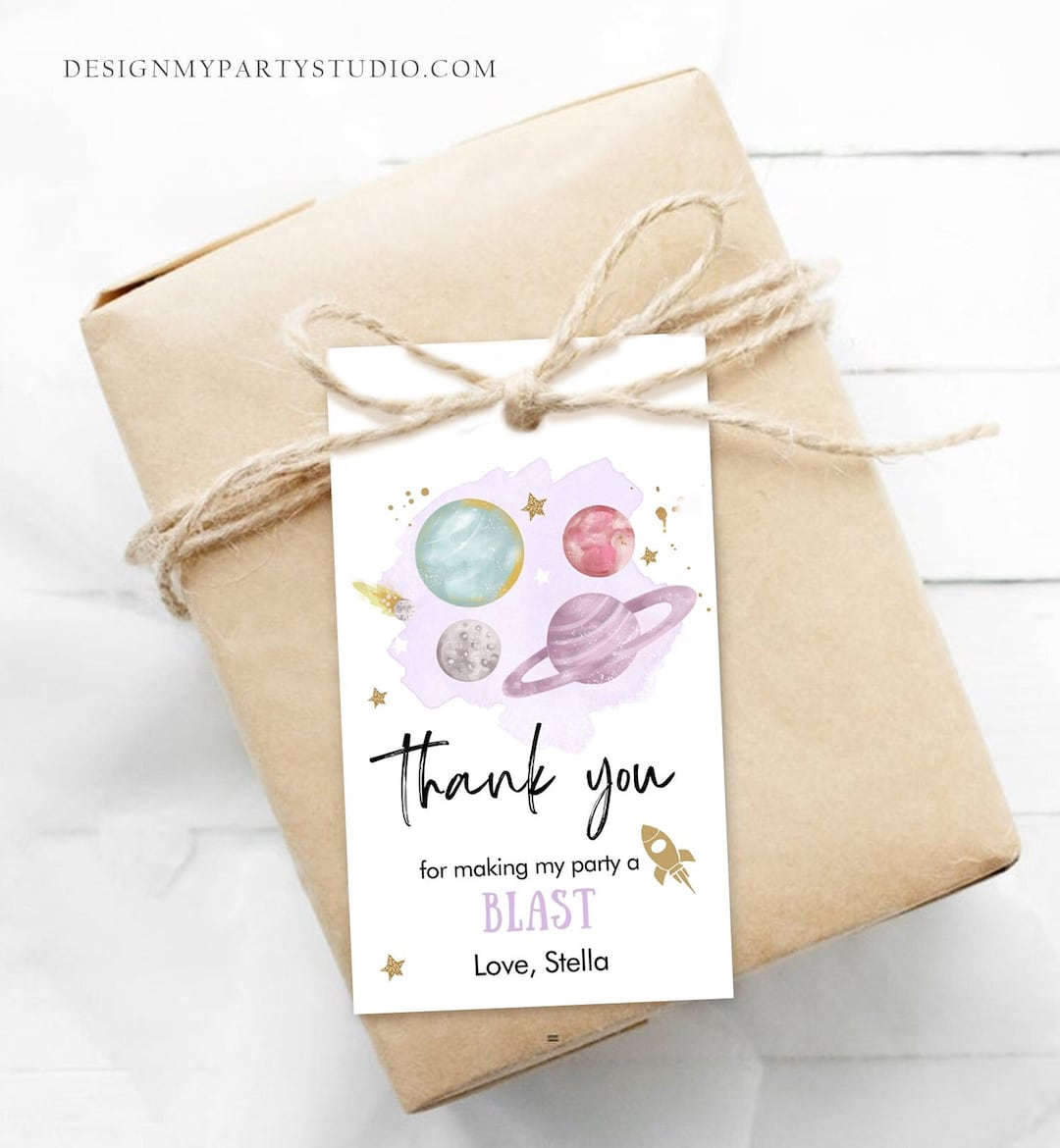 Editable Outer Space Favor Tag Space Birthday Thank You Label Galaxy ...