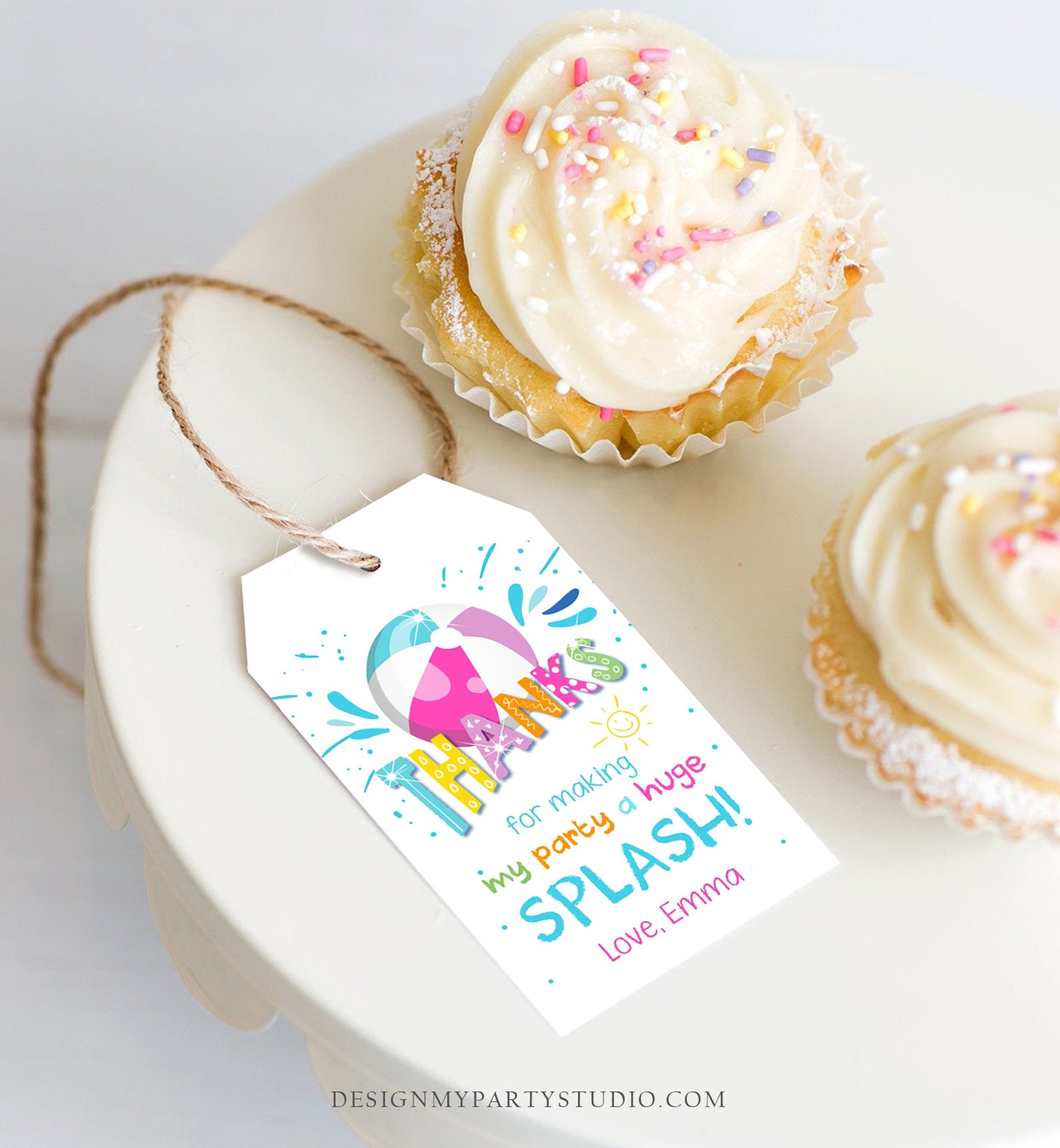 Editable Pool Party Favor Tag Splish Splash Birthday Bash Thank You Tag ...