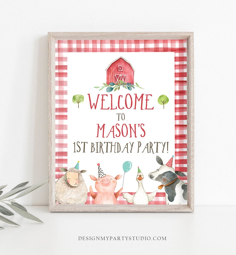 Editable Farm Birthday Welcome Sign Boy Barnyard Birthday | Etsy