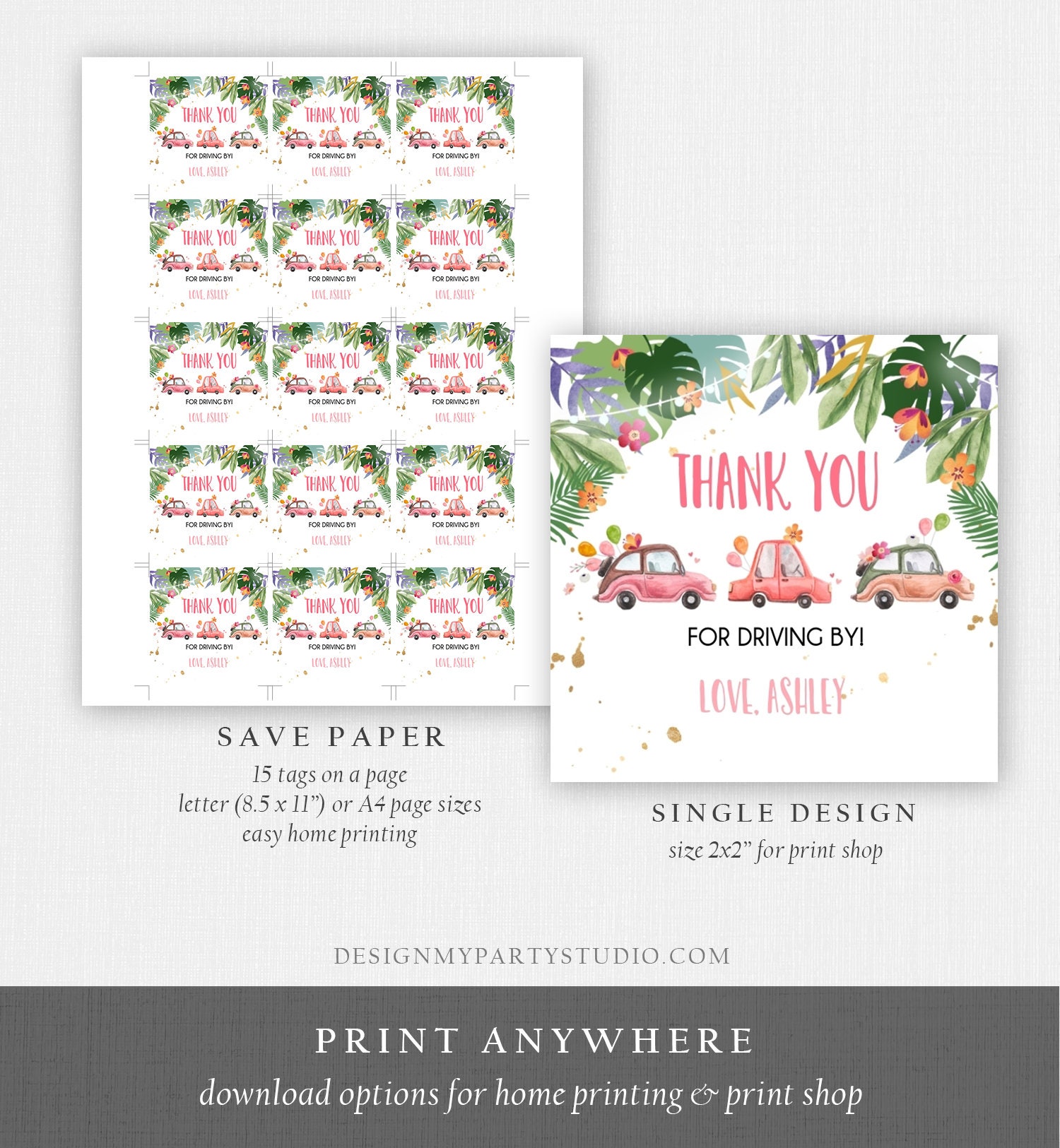 Editable Drive By Favor Tag Thank You Driving By Baby Shower | Etsy
