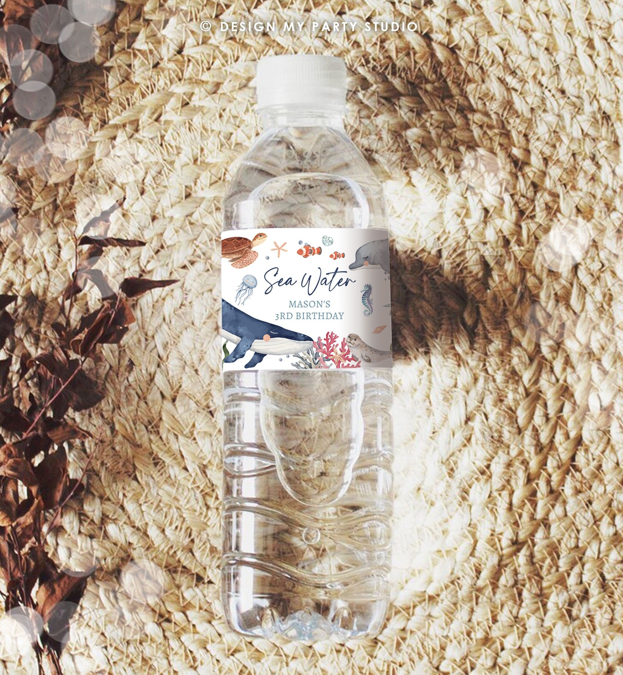 Editable Under the Sea Water Bottle Label Sea Ocean Life Animals ...
