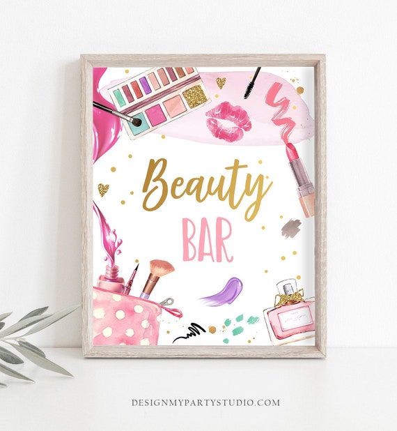 Spa Party Sign Spa Birthday Sign Makeup Party Sign Girl Beauty Bar Sign ...