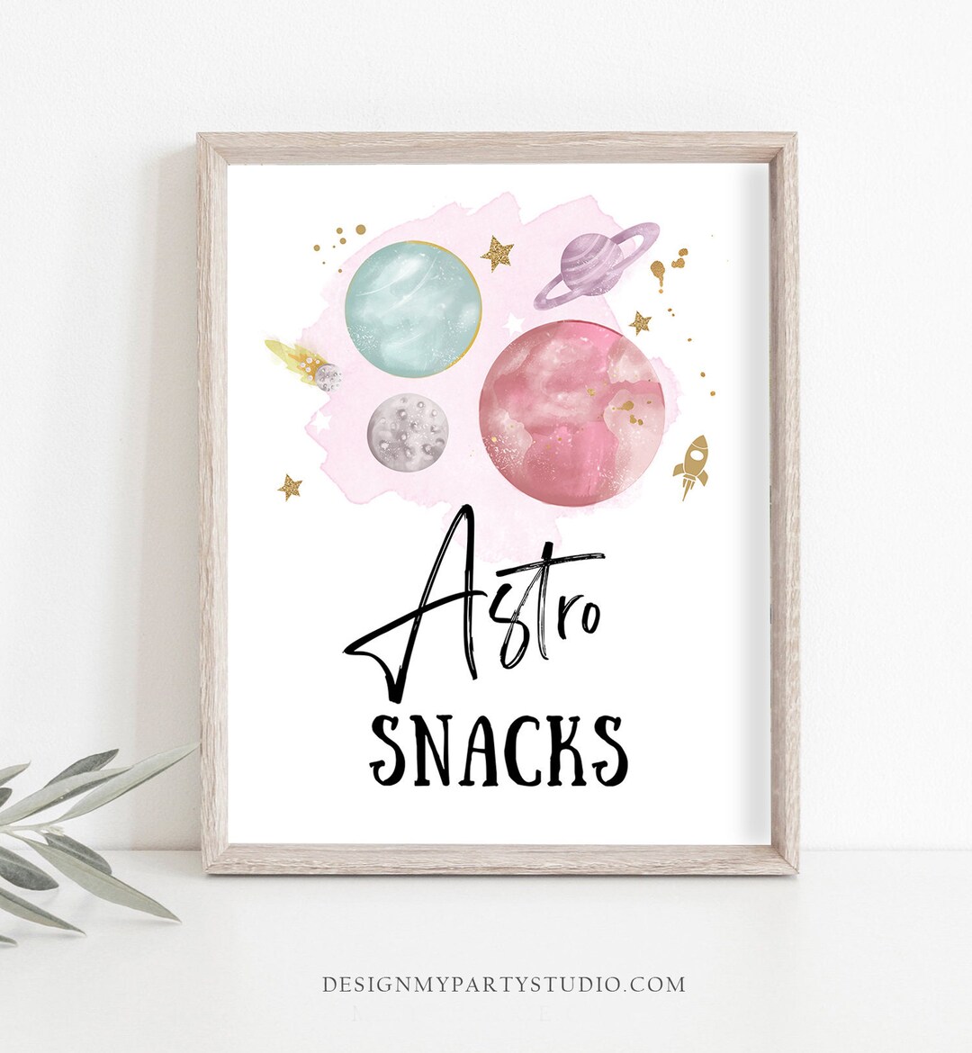 Astro Snacks Space Party Sign Outer Space Birthday Sign Galaxy Party ...