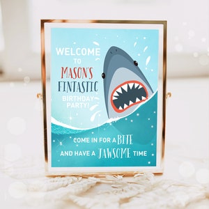 Editable Shark Welcome Sign Shark Birthday Sign Under the Sea ...