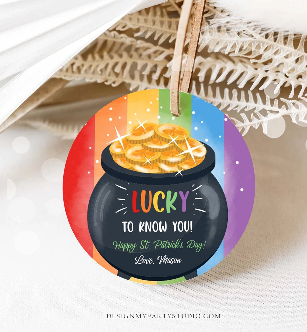 Editable St. Patrick's Day Tag Pot of Gold Favor Tags Classroom Gift ...