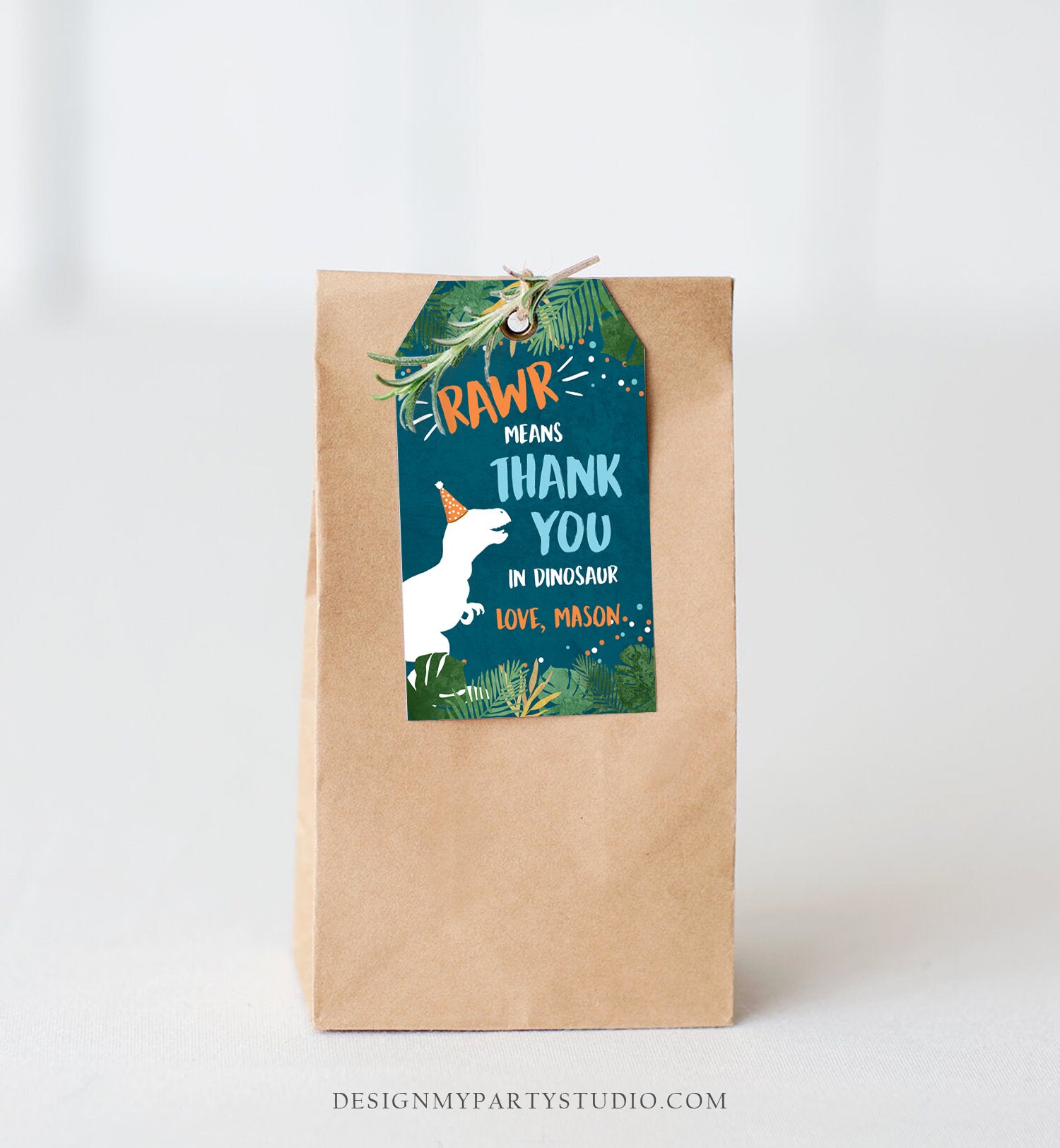 Editable Dinosaur Favor Tag T-rex Gift Tags Dino Thank You for | Etsy