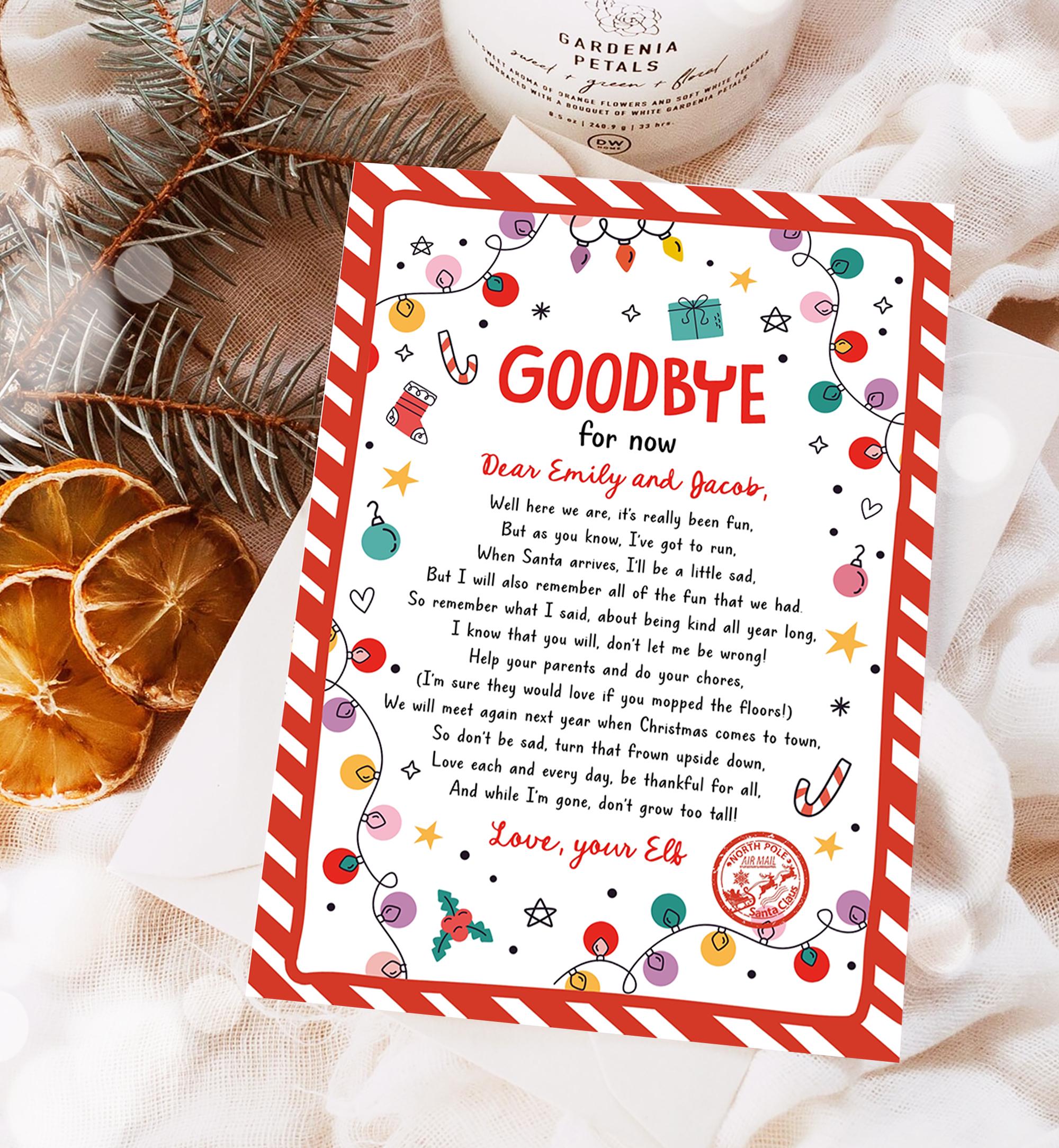 Editable Elf Goodbye Letter Departure Letter Christmas Goodbye From ...