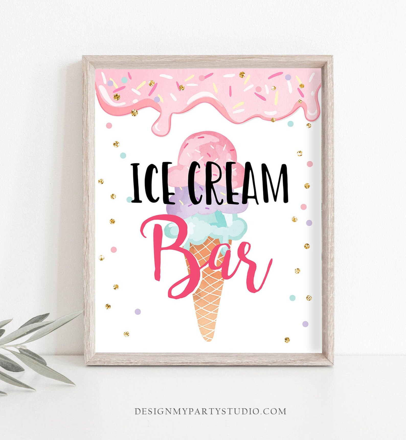 Ice Cream Bar Sign Ice Cream Social Birthday Ice Cream Party Sign Ice ...