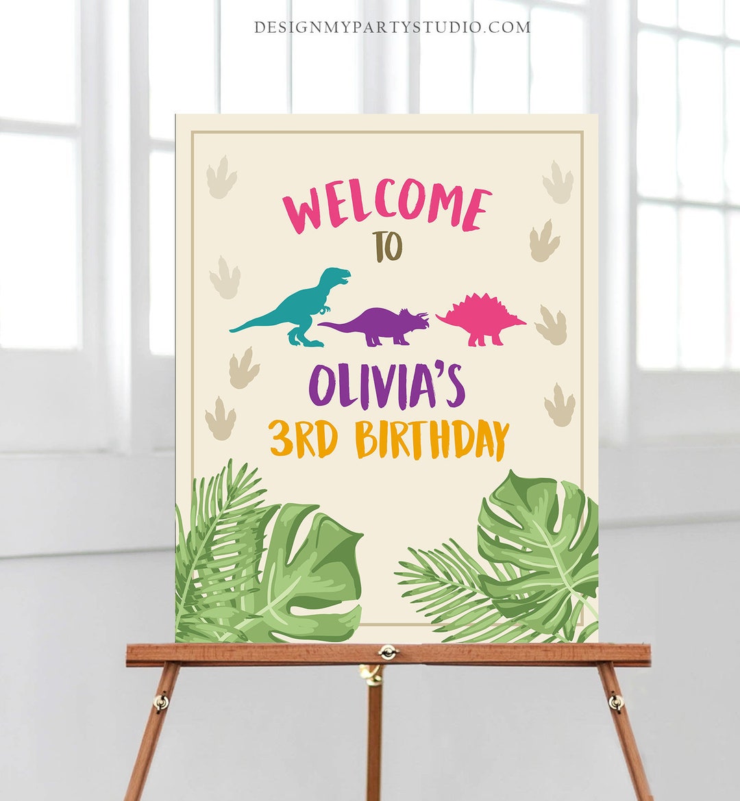 Editable Dinosaur Welcome Sign Birthday Party Table Sign Welcome Dino ...